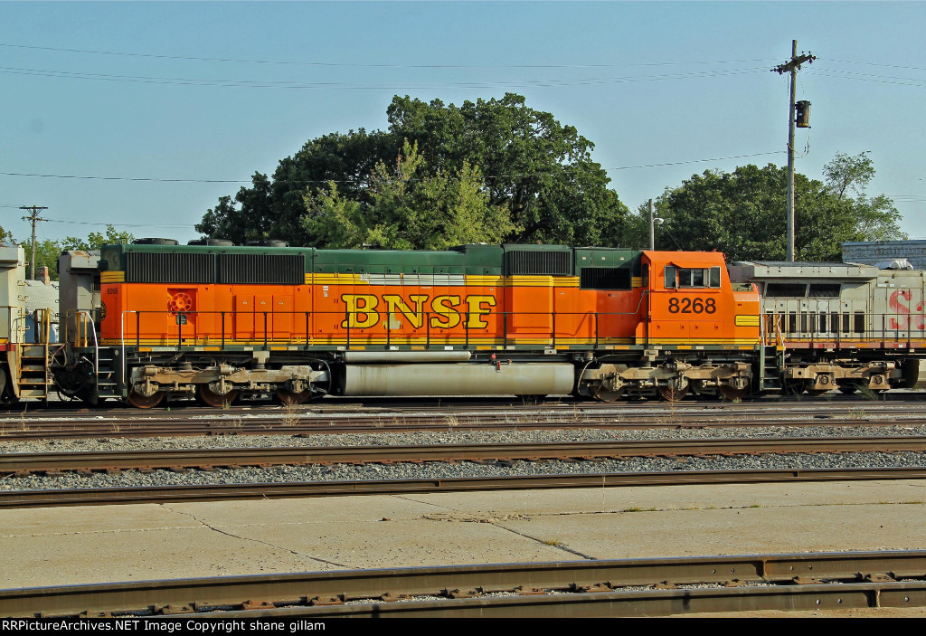 BNSF 8268 is sitting on the dead line.
